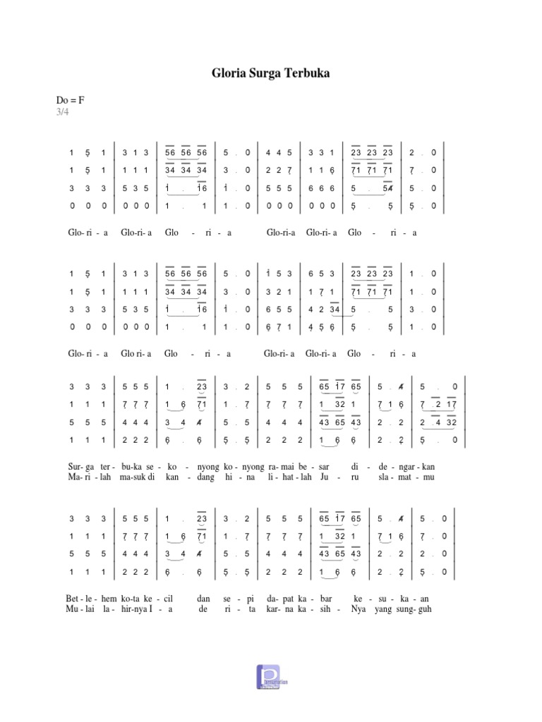 Gloria: Lirik dan Partitur Lagu | PDF