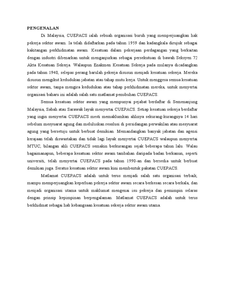 Peranan Dan Tanggungjawab Cuepacs | PDF