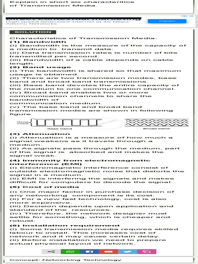 Explain in Short Six Characteritics of Transmission Media. - Computer ...
