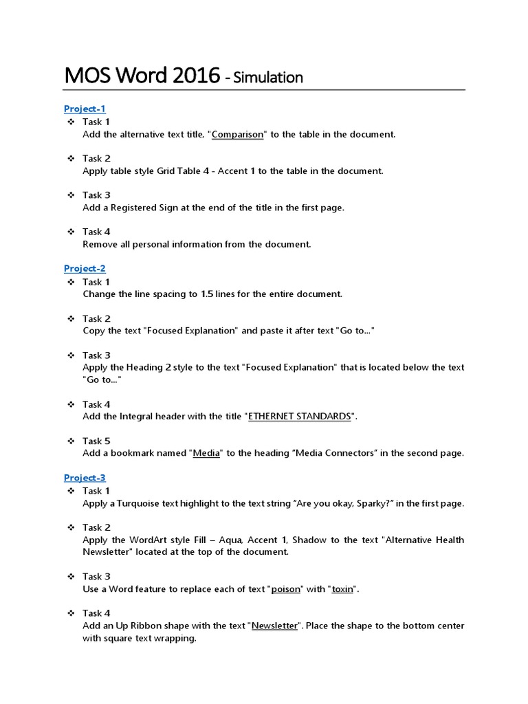 MOS Word 2016 (Simulasi) | PDF | Computer Science | Computing