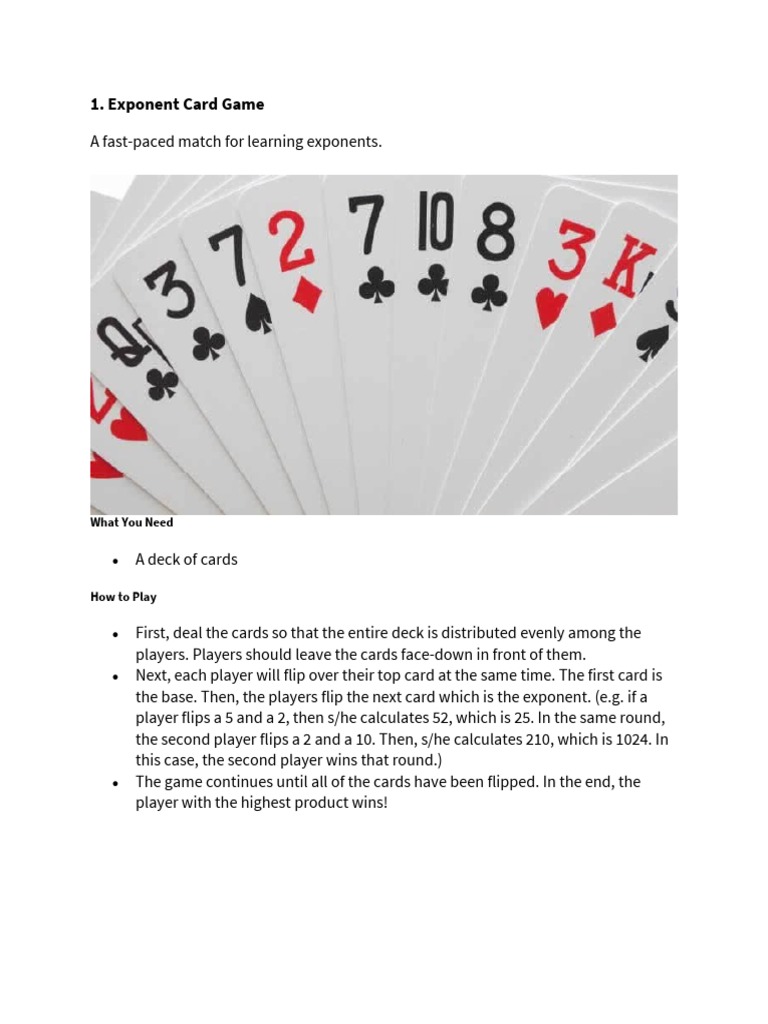 Math Games | PDF | Playing Cards | Multiplication