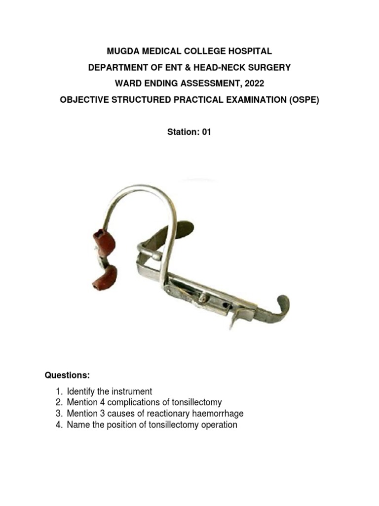 OSPE Ward Final of ENT | PDF