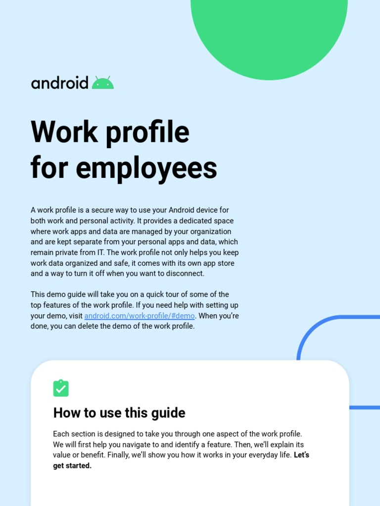 Android Work Profile Guide | PDF