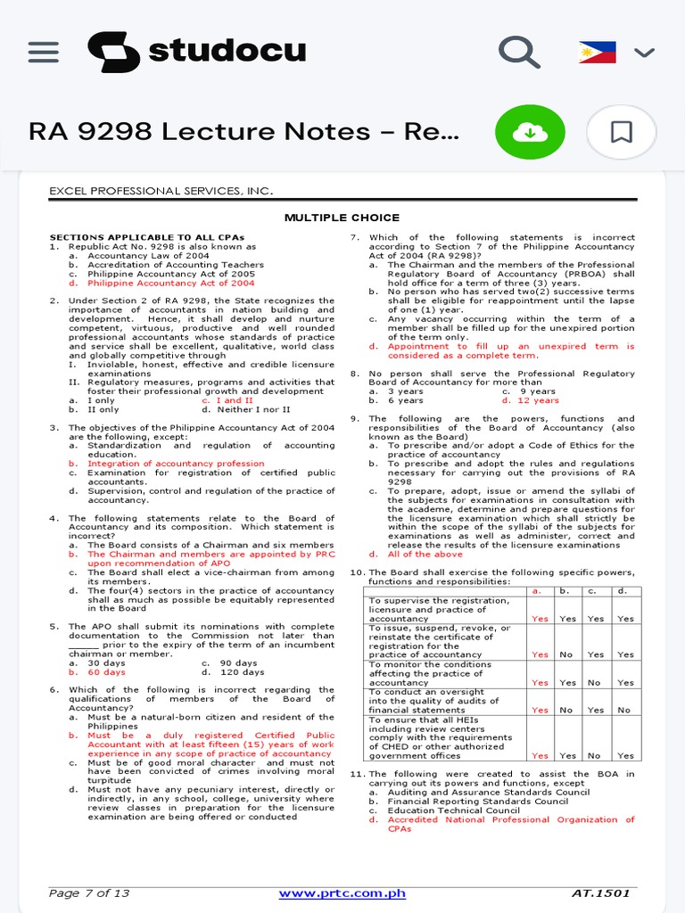 RA 9298 Lecture Notes - Republic Act 9298 Accountancy Act of The ...