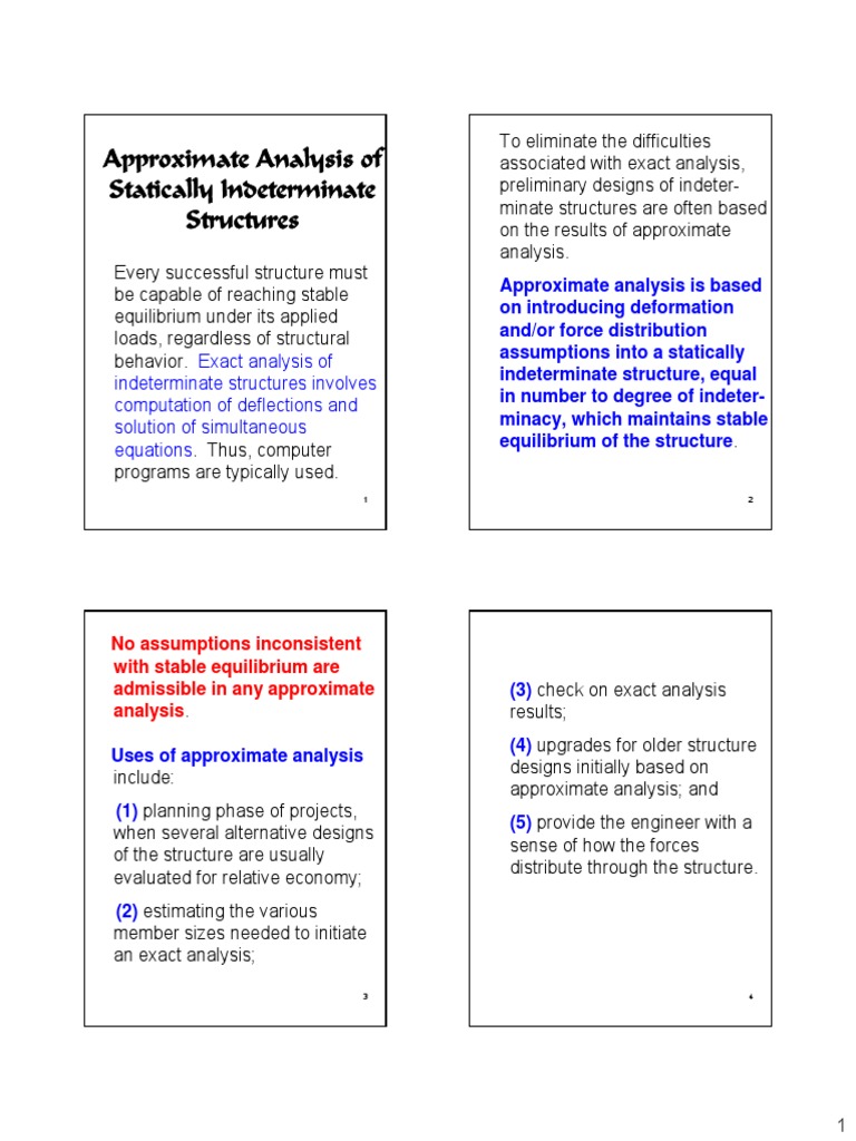 Structural Analysis - Approximate Analysis | PDF | Bending | Beam (Structure)