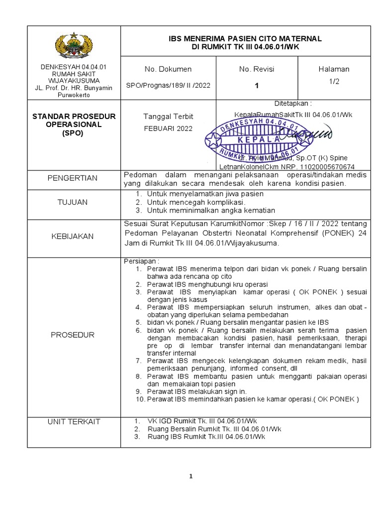 Spo Cito Maternal Di Ibs | PDF