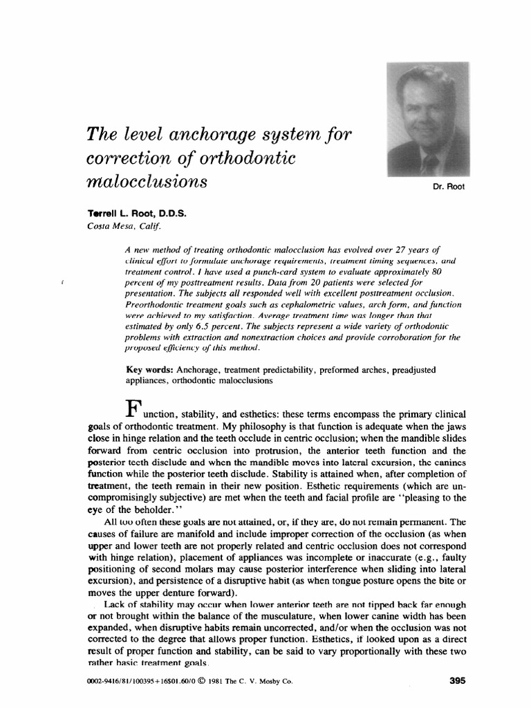 Level Anchorage System Root1981 | PDF | Orthodontics | Dental Anatomy