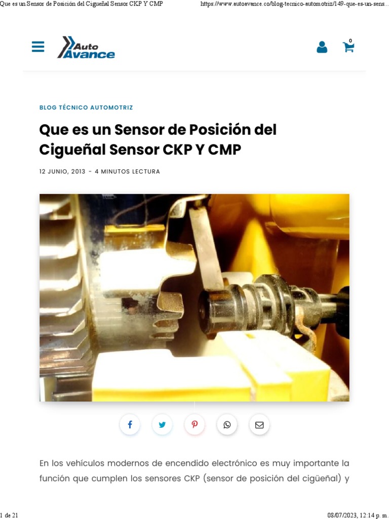 Que Es Un Sensor de Posición Del Cigueñal Sensor CKP Y CMP1 | Download grátis PDF | Inyección de ...