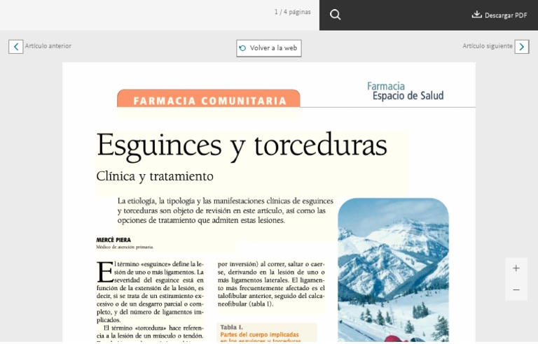 Esguinces y torceduras: clínica y tratamiento | PDF