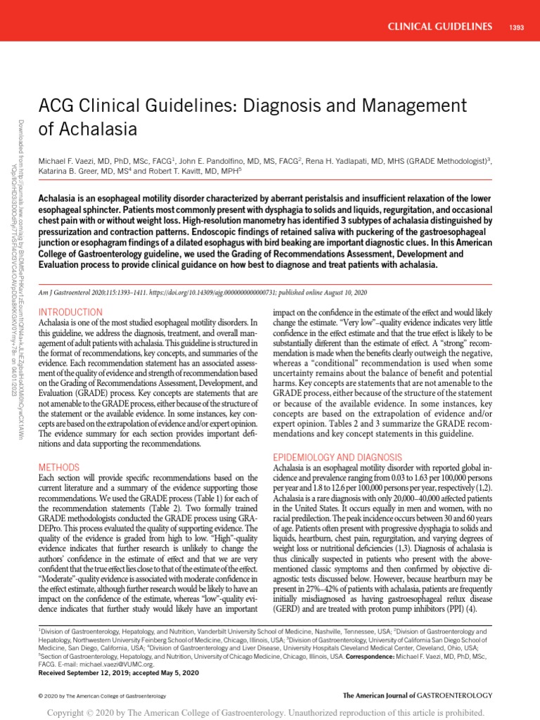 ACG Clinical Guidelines Diagnosis and Management.18 | PDF