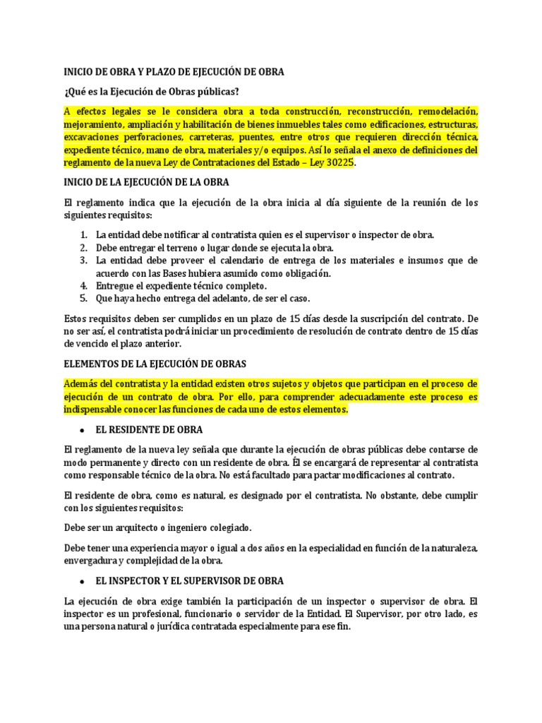 Inicio de Obra y Plazo de Ejecucion de Obra | PDF | Arquitecto