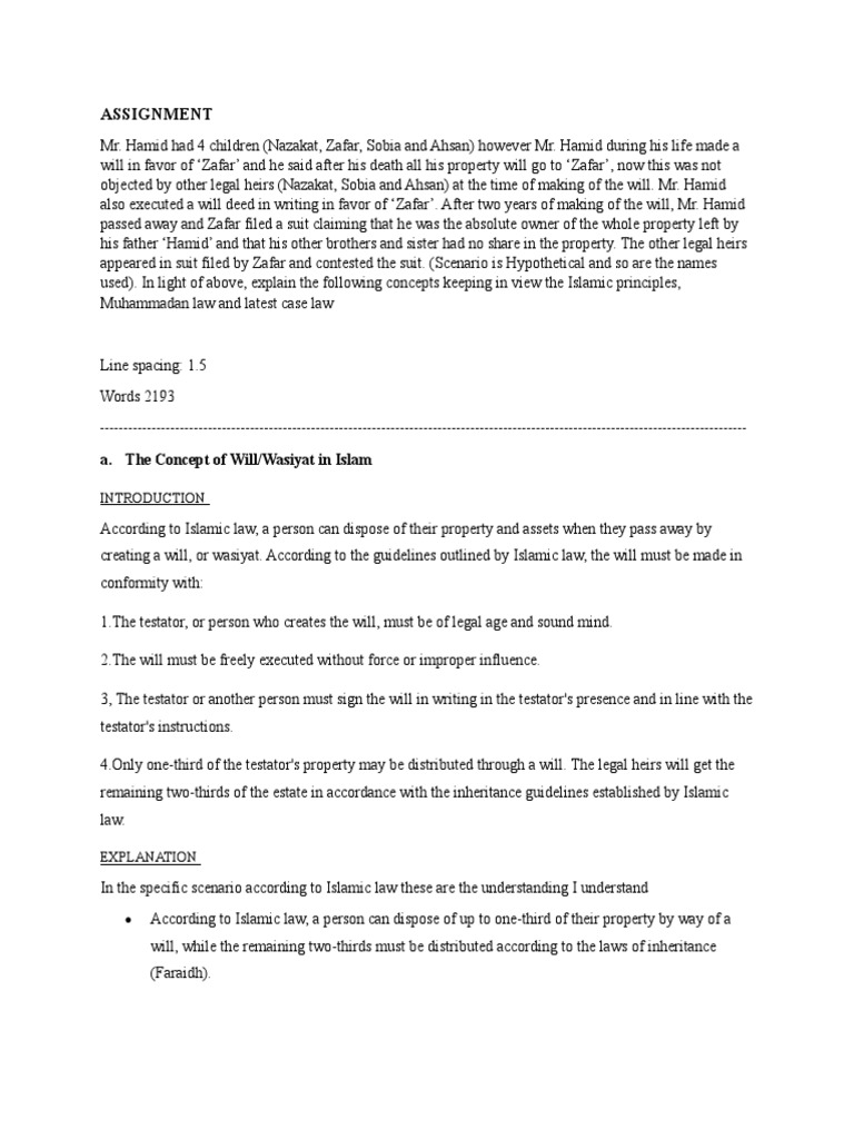 ASSIGNMENT | PDF | Inheritance | Will And Testament