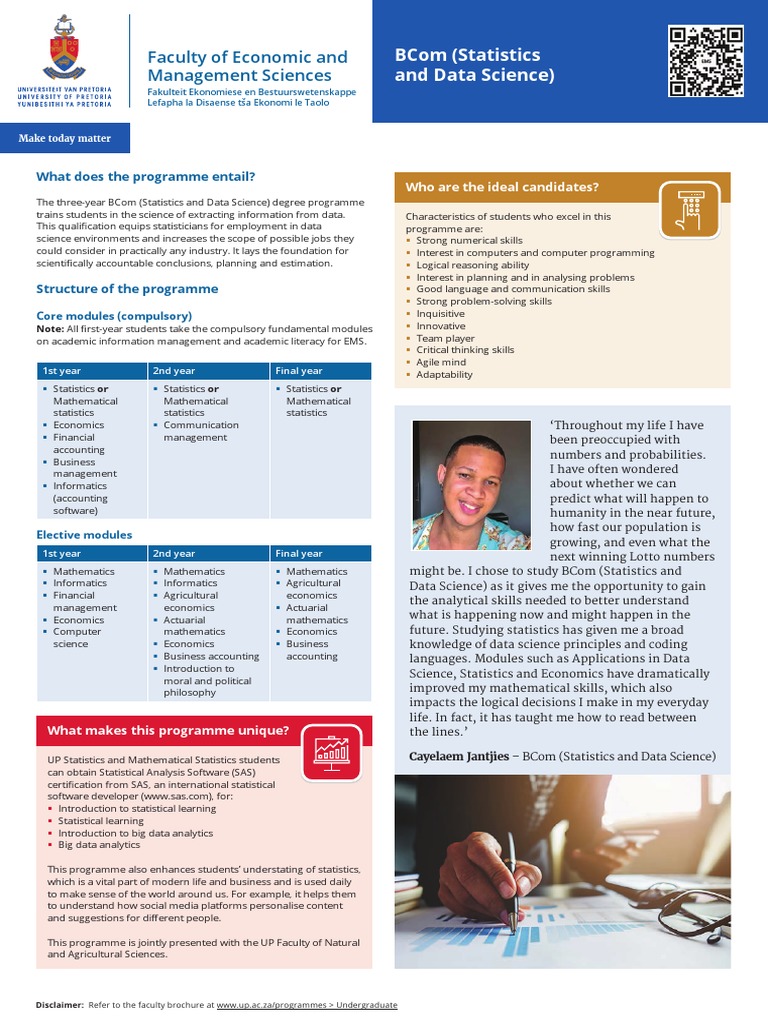 Faculty of Economic and Management Sciences: Bcom (Statistics and Data ...