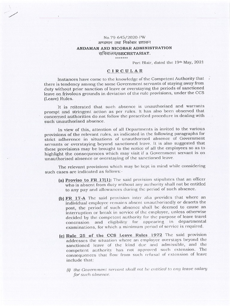 Circular Leave 19.05.21 | PDF