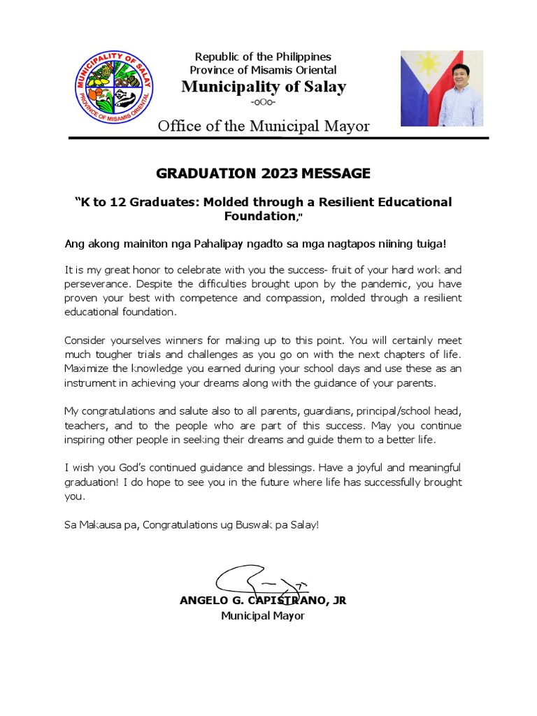 Mayor Graduation Message 2023 | PDF