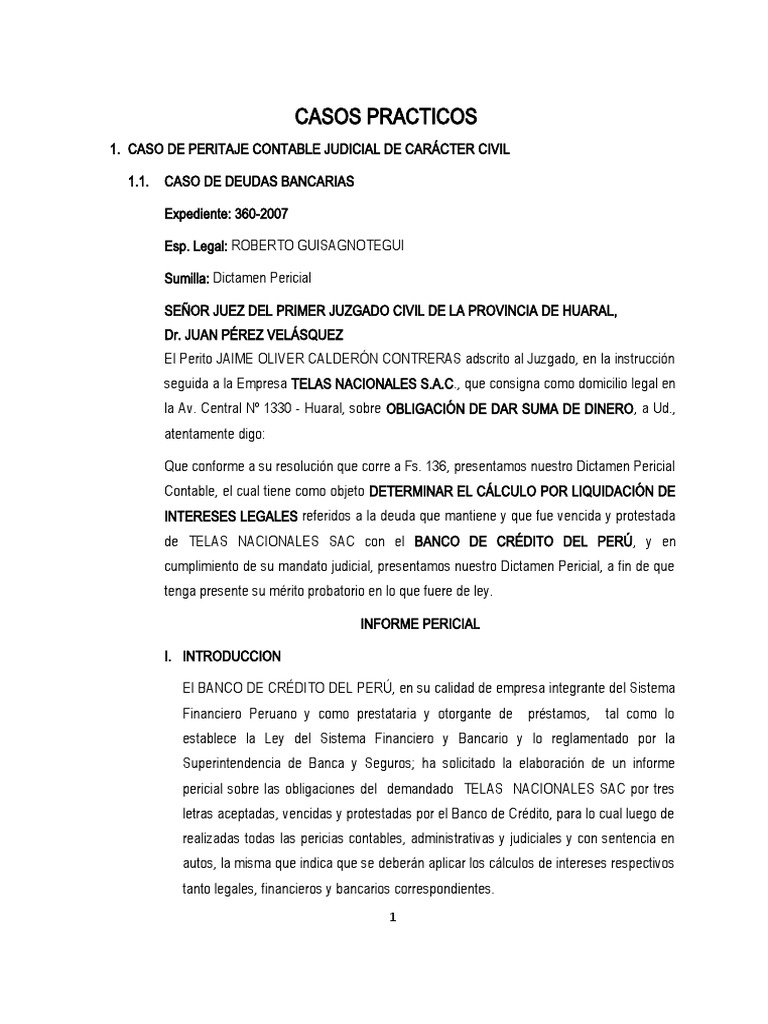 Casos Practicos de Peritaje | PDF