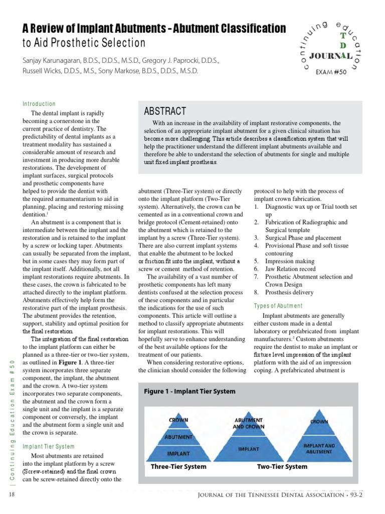 Implant Abutment Classification Guide | PDF | Dental Implant ...