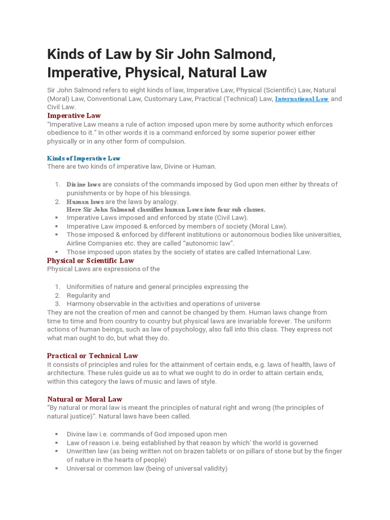 Kinds of Law by Sir John Salmond | PDF