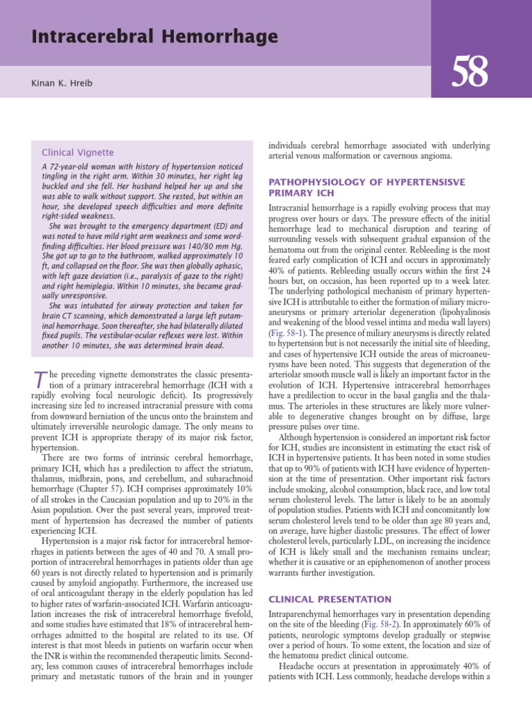 Cap. 58) Intracerebral Hemmorhage | PDF | Stroke | Thalamus