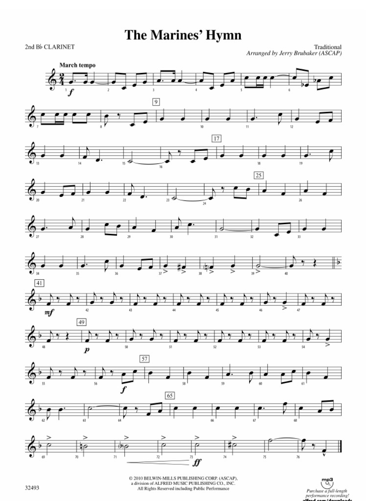 The Marines Hymn - Clarinet 2 | PDF