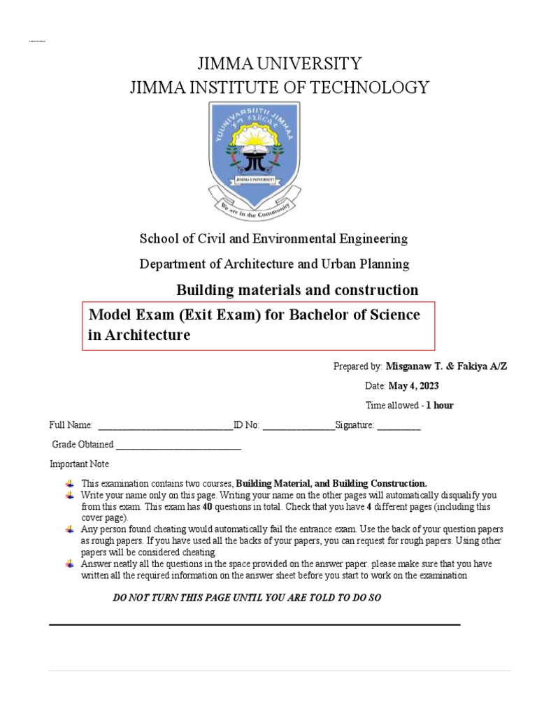4 Building Material and Construction Model Exit Exam 1 Validated | PDF ...