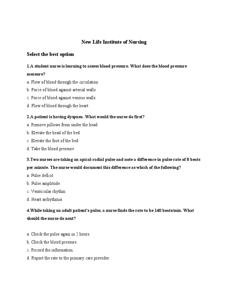 Vital Signs Test | Download Free PDF | Pulse | Diseases And Disorders