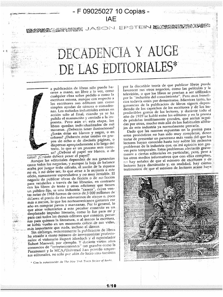 EPSTEIN - Decadencia y Auge de Las Editoriales | PDF