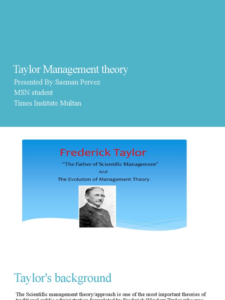 Taylor Management Theory | PDF