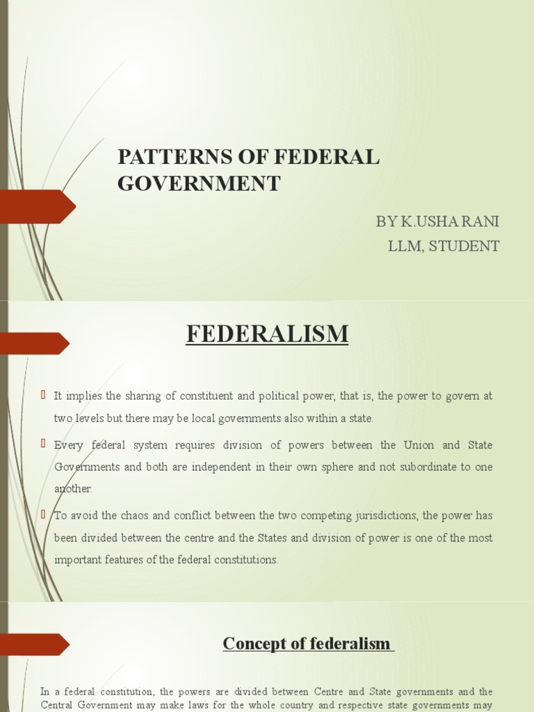 Patterns of Federal Government | PDF | Separation Of Powers | Federal ...