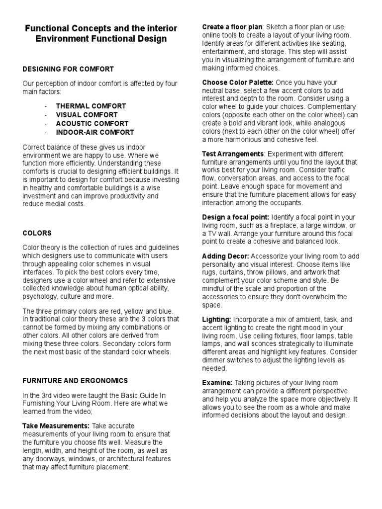 Functional Concepts and The Interior Environment Functional Design ...