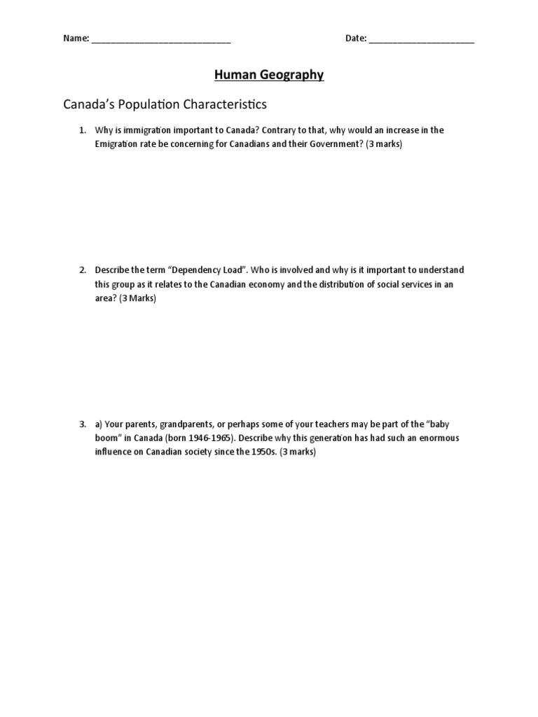 Canada's Population Characteristics | PDF