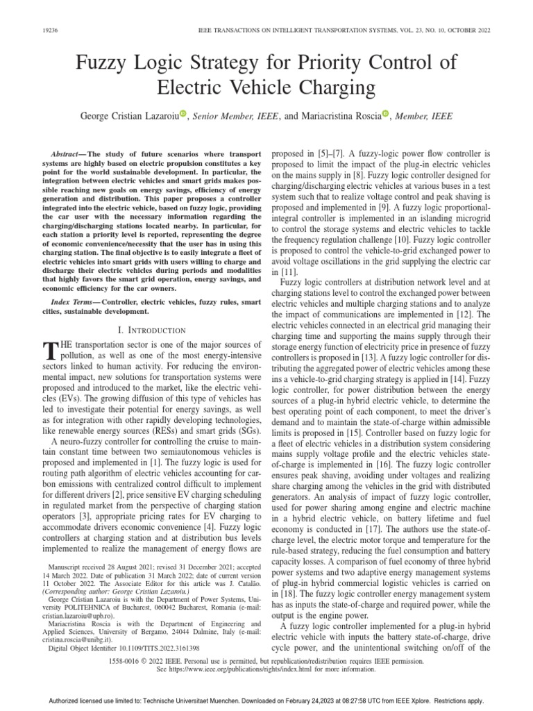 Fuzzy Logic for EV Charging Prioritization | PDF | Electric Vehicle ...