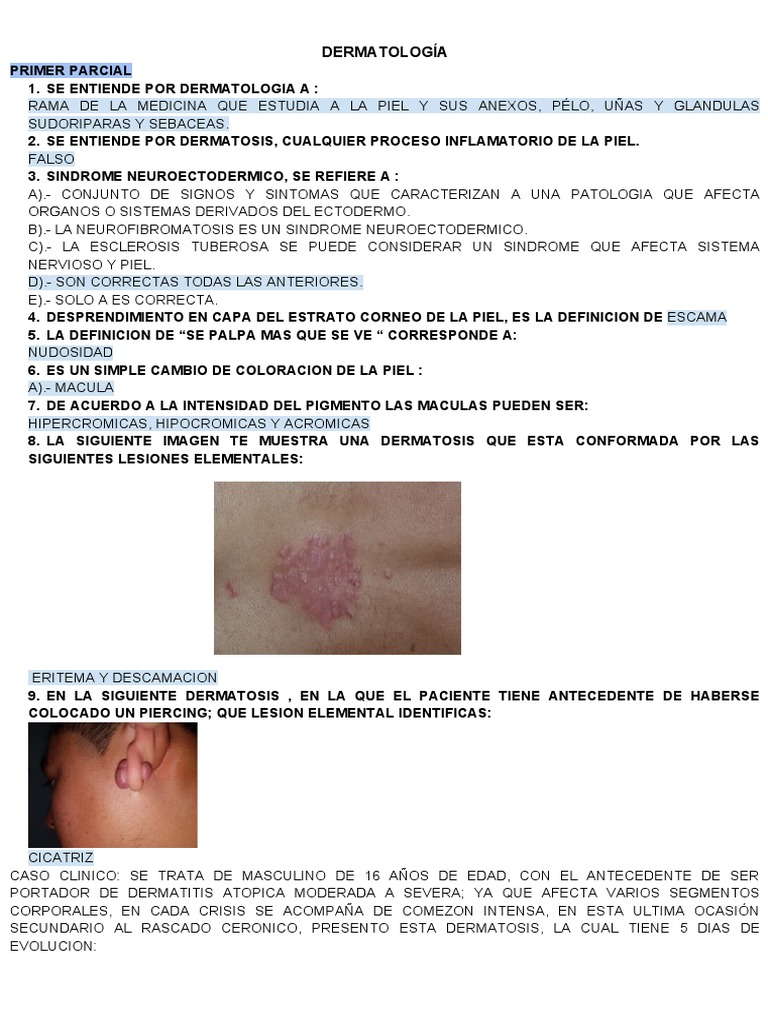 DERMATOLOGÍA Guia Final | PDF | Dermatología | Piel