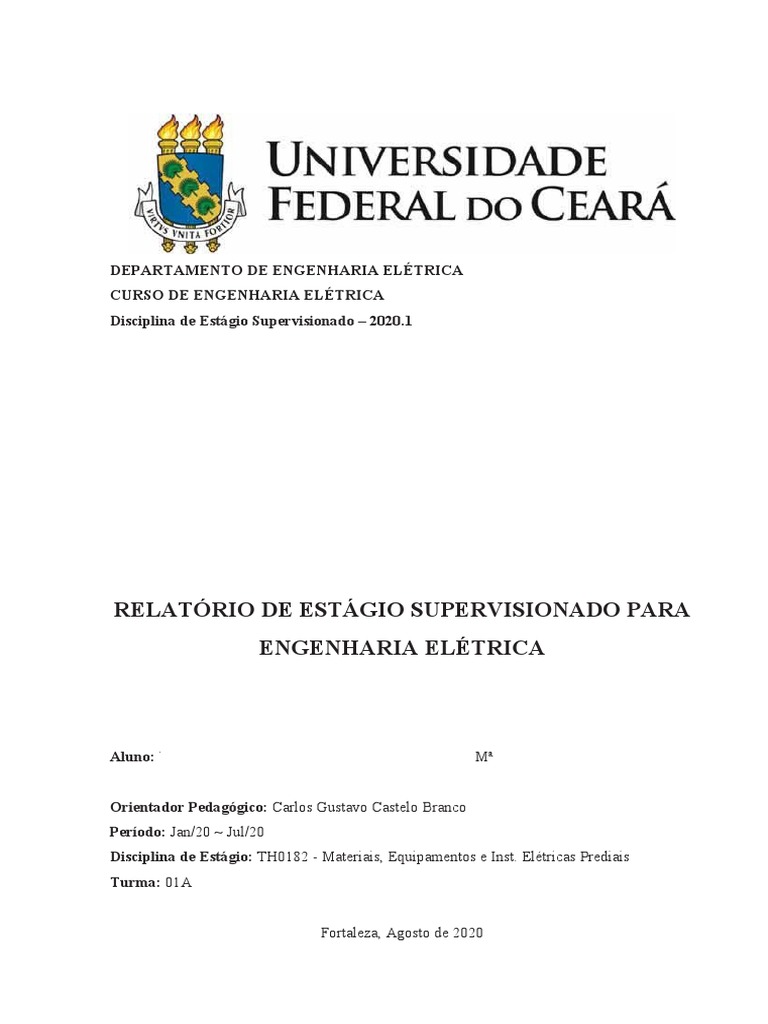 Modelo De Relatorio De Estagio Eng Eletrica Pdf Setor De Energia