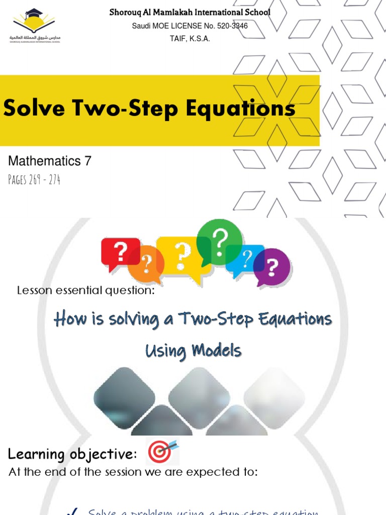 Lesson 18 - Solve Two-Step Equations | Download Free PDF | Equations | Arithmetic