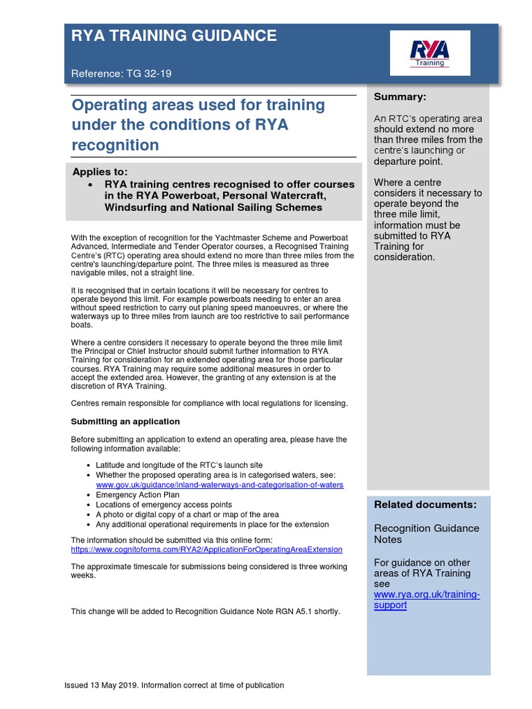 TG32-19 Operating Areas Used For Training Under The Conditions of RYA ...