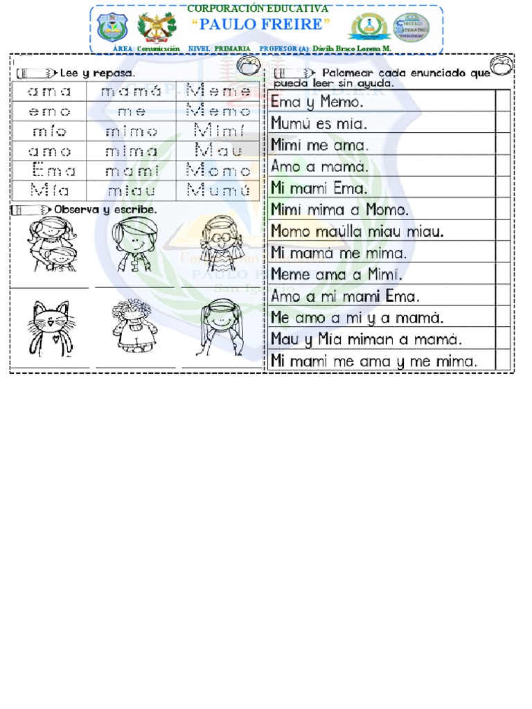 Silaba Ma Me Mi Mo Mu | PDF