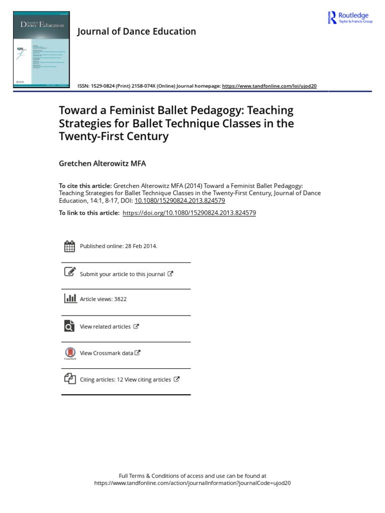 Toward A Feminist Ballet Pedagogy Teaching Strategies For Ballet Technique Classes in The Twenty ...