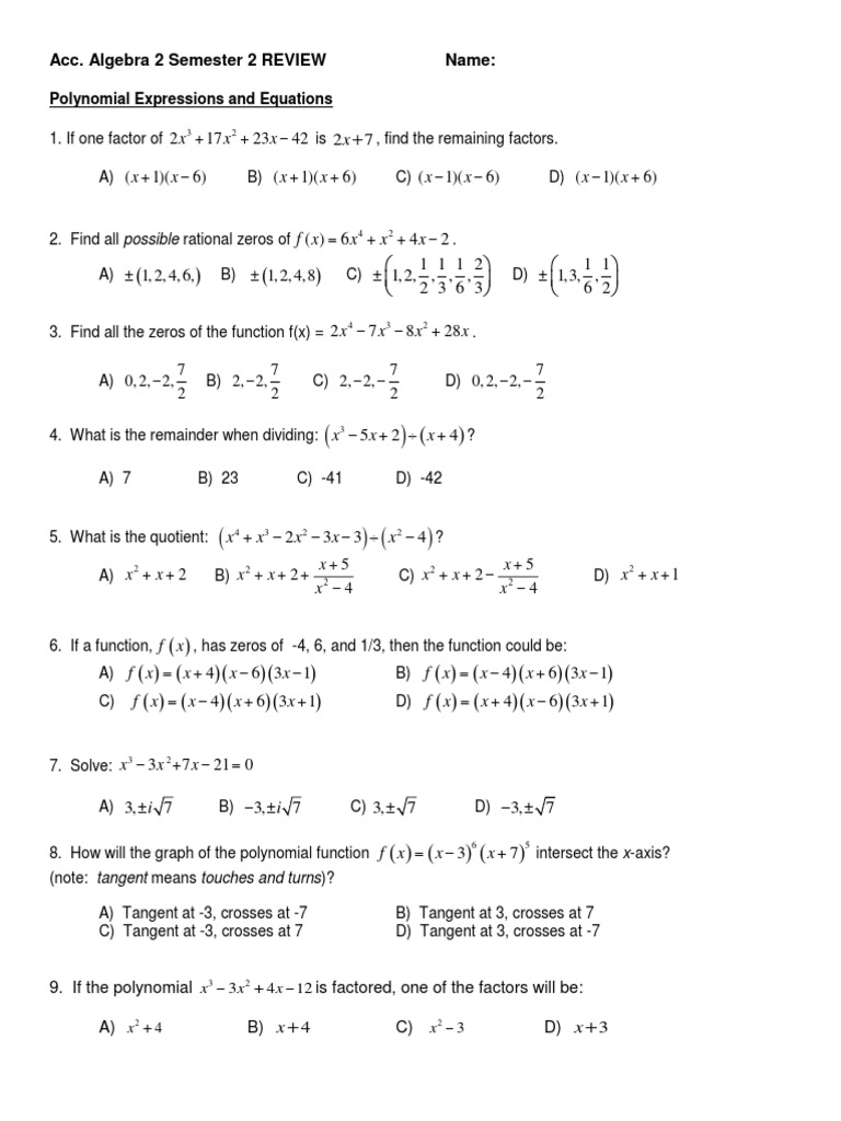 Sem 2 Review For Final (Virtual) | PDF