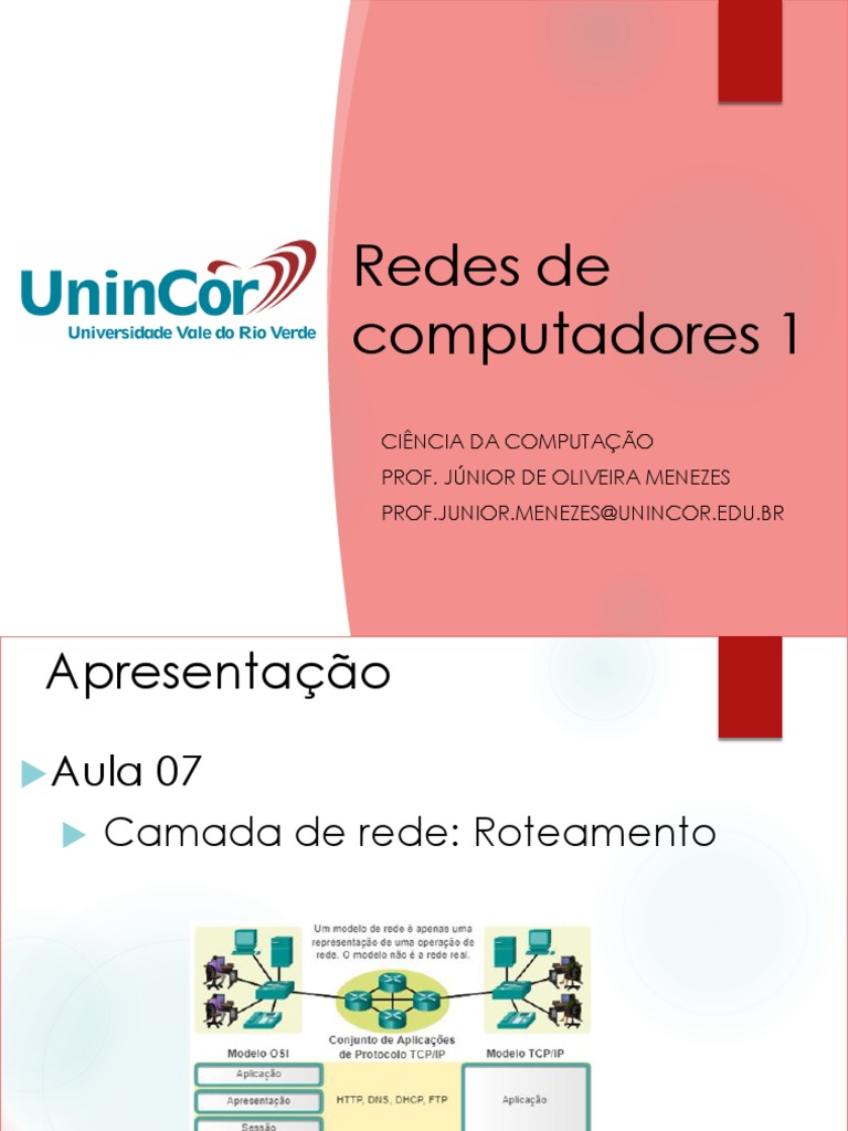 Aula 07 - Redes de Computadores 1 | PDF | Roteamento | Roteador ...