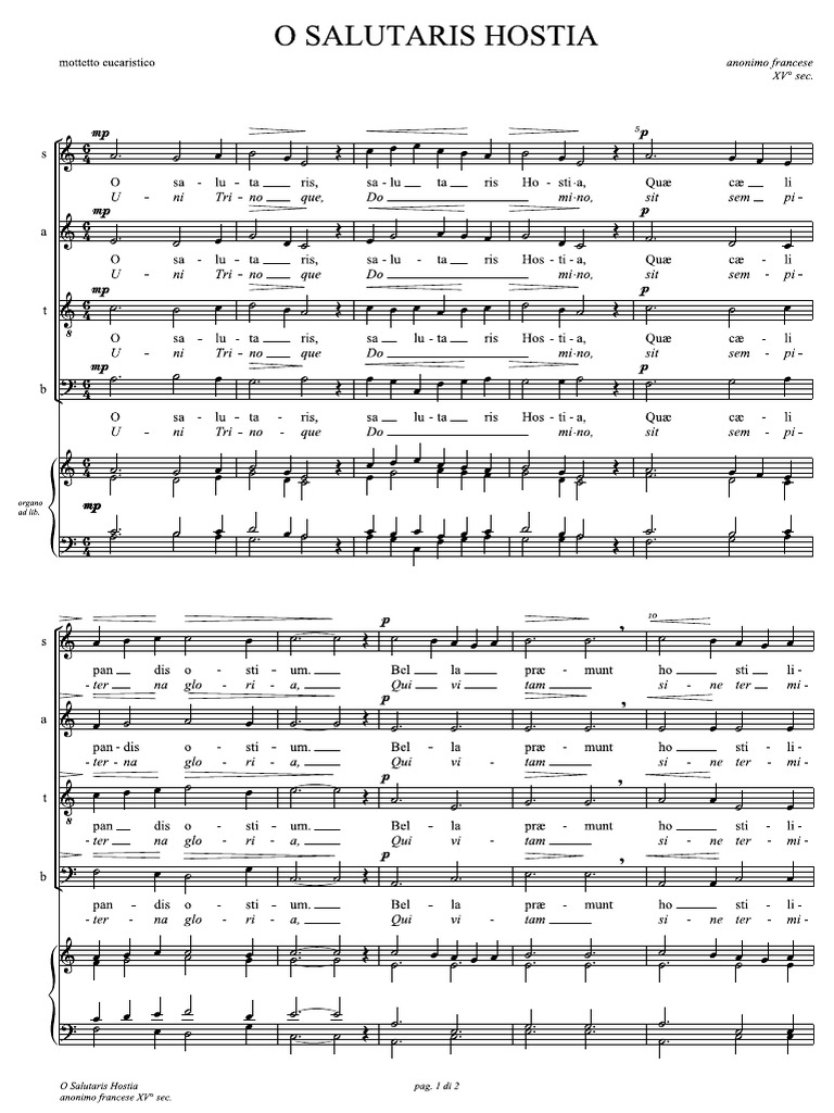 o Salutaris Hostia - Anonimo | PDF