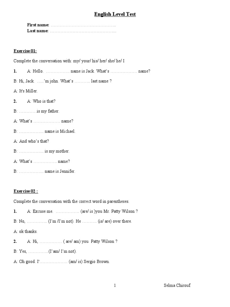 English Level Test | PDF | Linguistics