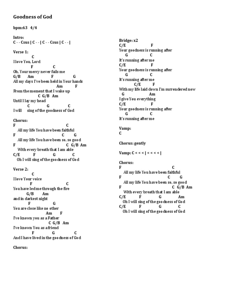 Goodness of God Chord | PDF | Musical Forms