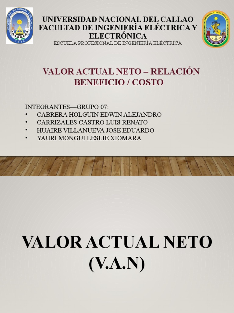 FyEPI 01T-Valor Actual Neto y Relación BeneficioCosto Ejercicios | PDF ...