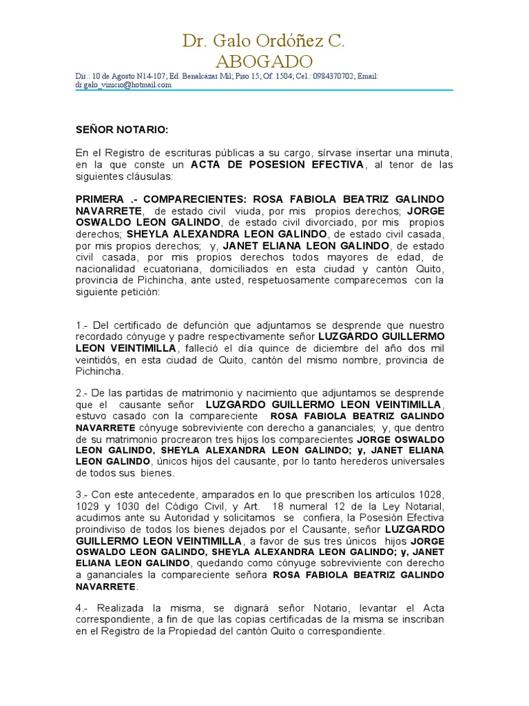 Posesion Efectiva LEON GALINDO | PDF