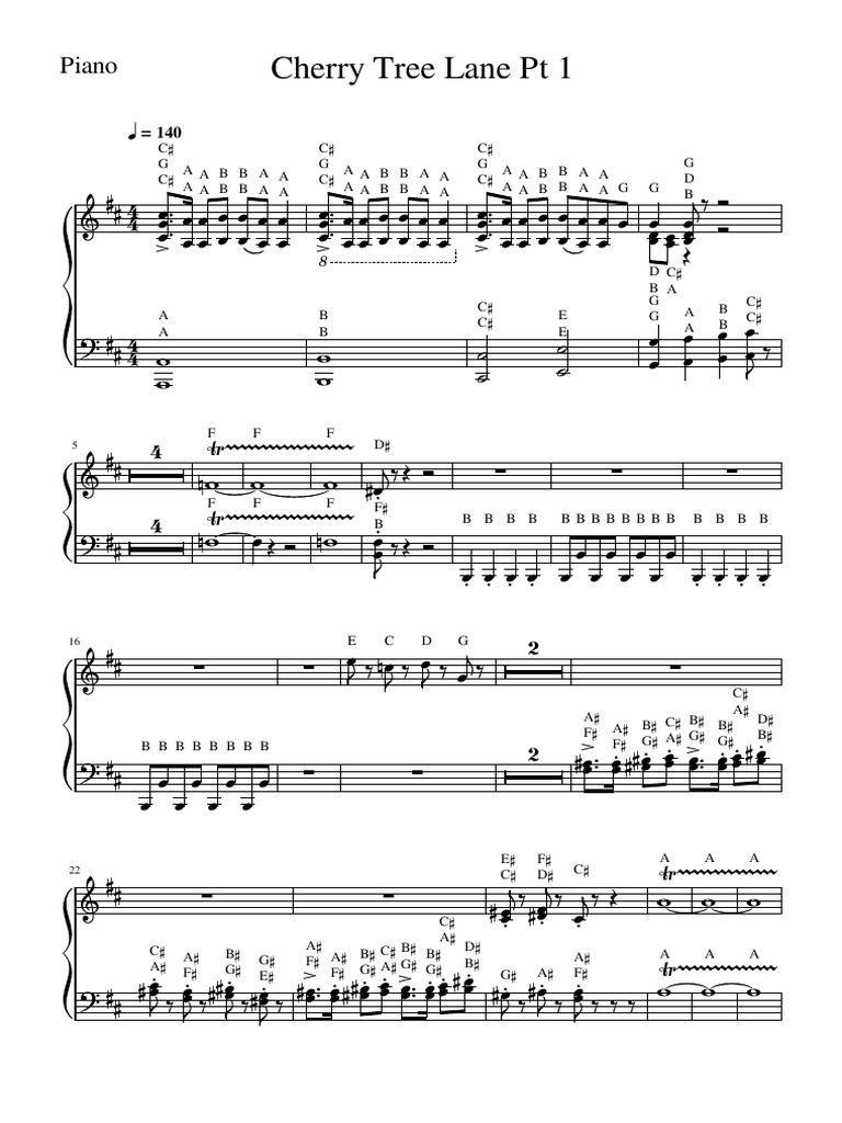 Cherry Tree Lane PT 1 - Mary Poppins-Piano - Final | PDF