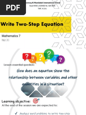 Writing Two Step Equations Worksheet Pdf