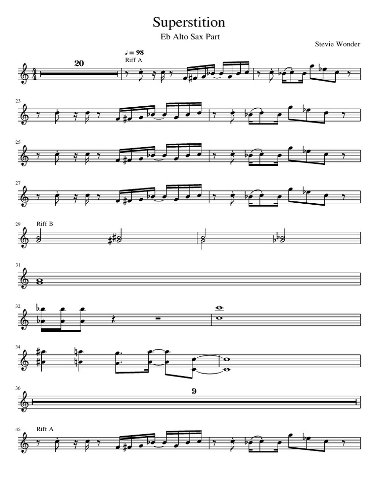 Superstition - Alto Sax | PDF | Soul Music | American Songs