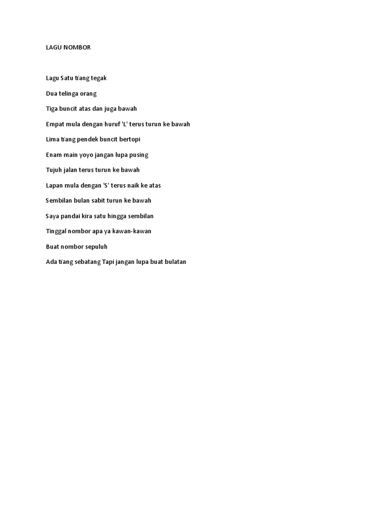 Lagu Nombor | PDF