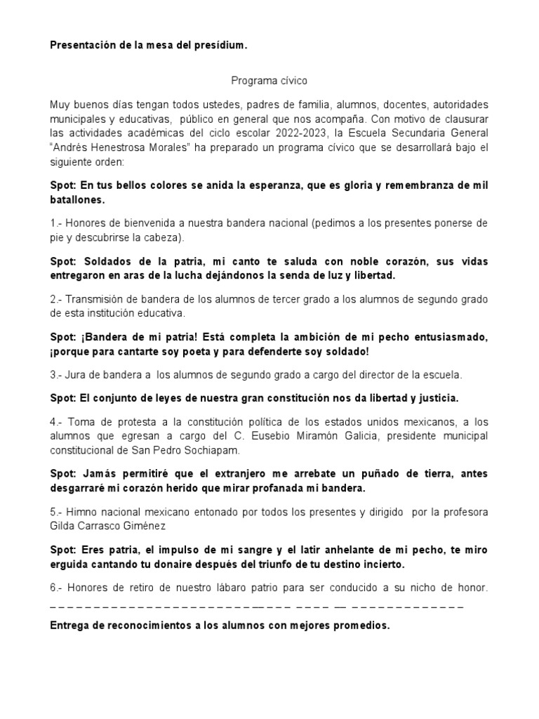 Programa Cívico Clausura | PDF | México